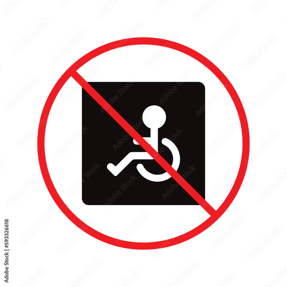Forbidden disabled vector icon. Warning paralyzed flat sign design ...