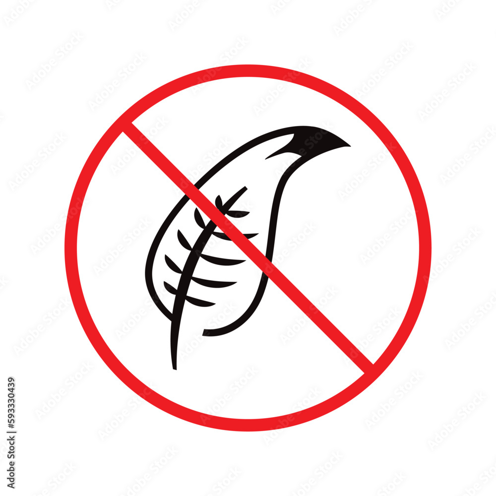 No feather vector icon. Forbidden writing flat sign design. Prohibited ...