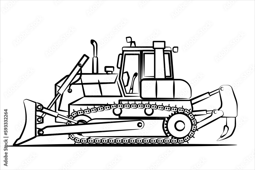 Bulldozer Drawing Side View