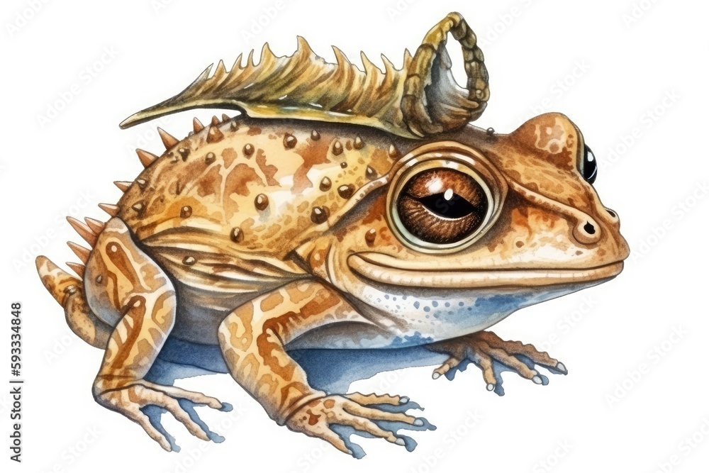 Frog, shown in 2D isolation. An easy-going horned frog with an oriental ...