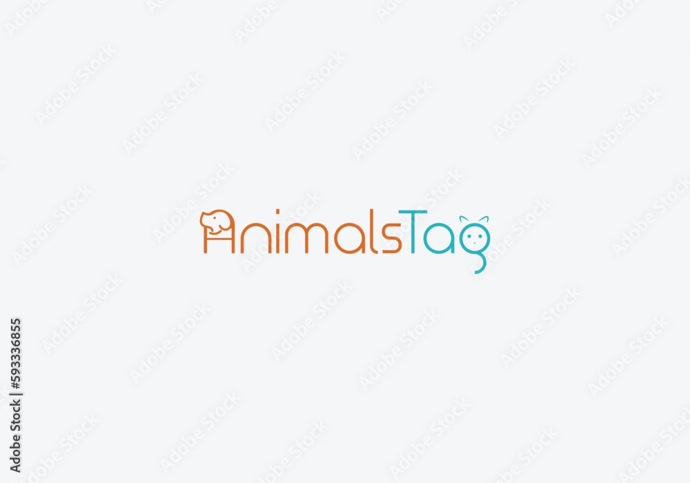 Vetor de Dog and Cat animal Tag compass logo animal Black Cat sitting ...