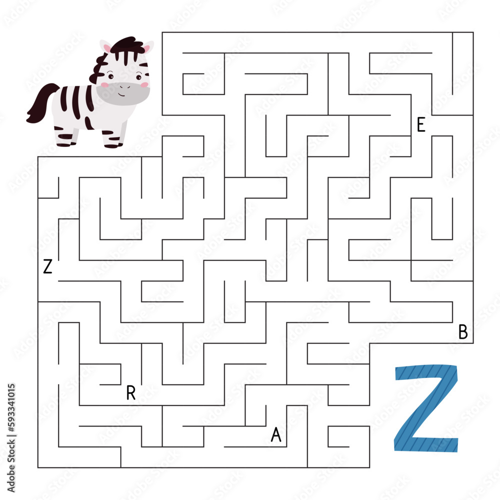 Learn letters. ABC maze game. Educational puzzle for children. Help ...