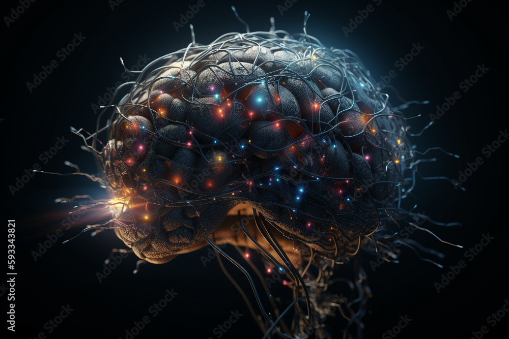 Anatomy of AI brain on black background Stock Illustration | Adobe Stock