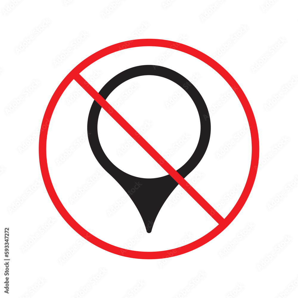 No location icon. Forbidden geolocation icon. No navigation vector ...
