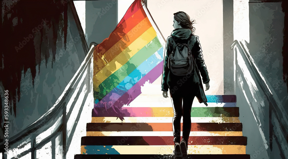 Rainbow-colored step is a testament to her courage and determination to ...