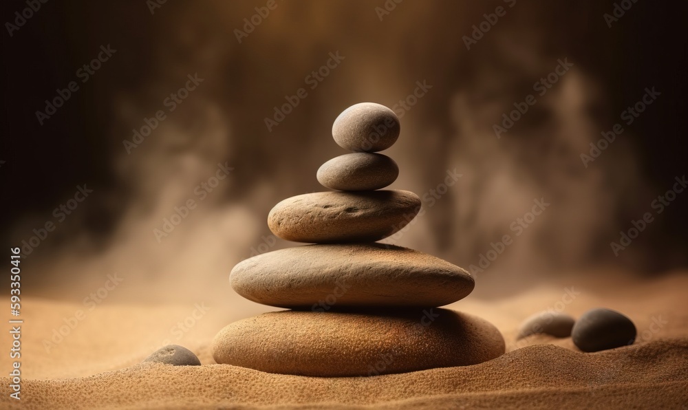 a stack of rocks sitting on top of a sandy ground with smoke coming out ...