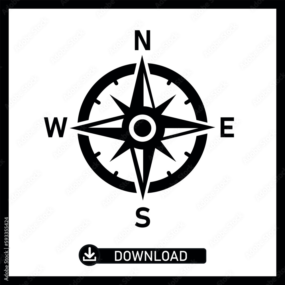 Vector compass rose with North, South, East and West indicated Stock ...