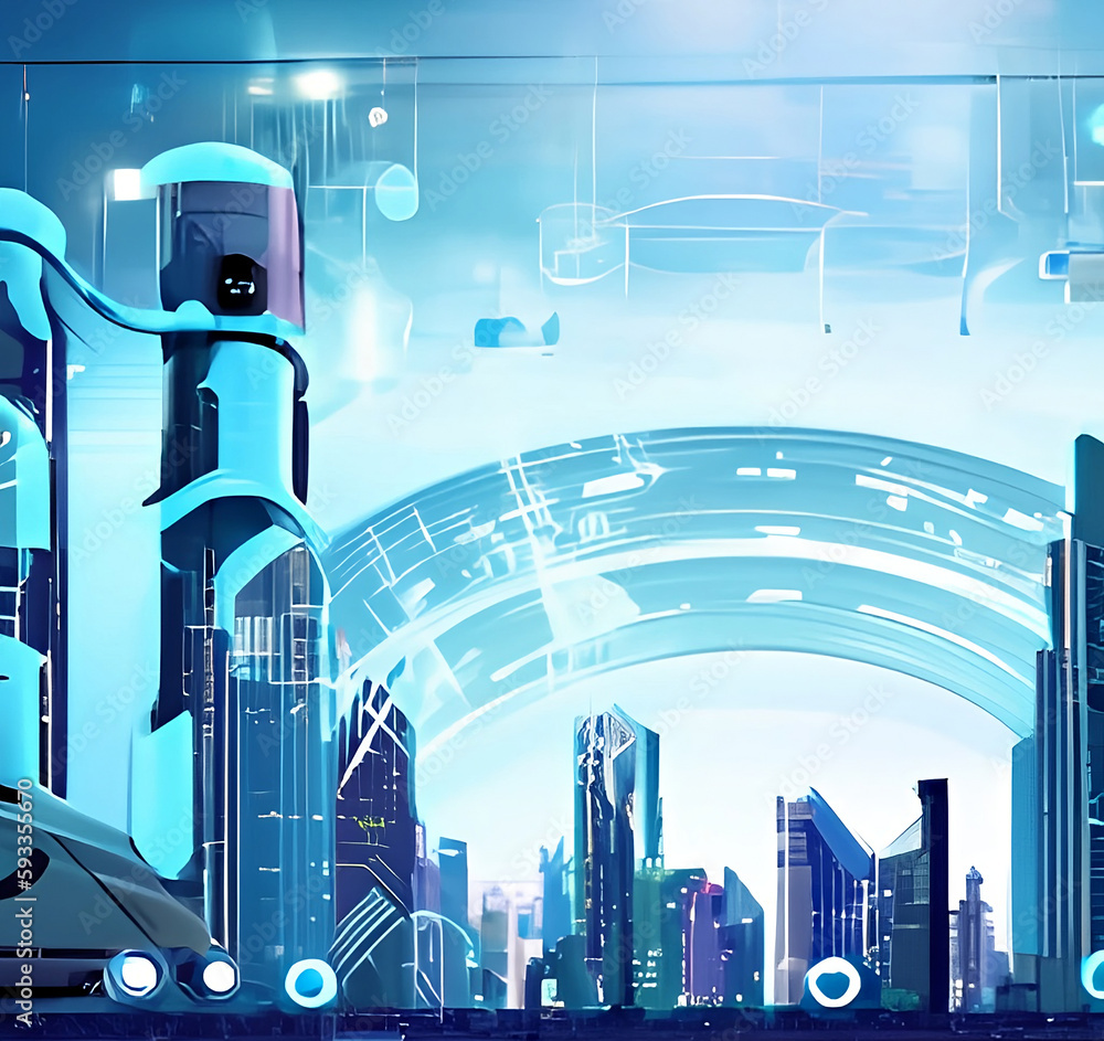Futuristic Cityscape with AI-Powered Transportation, Smart Buildings ...
