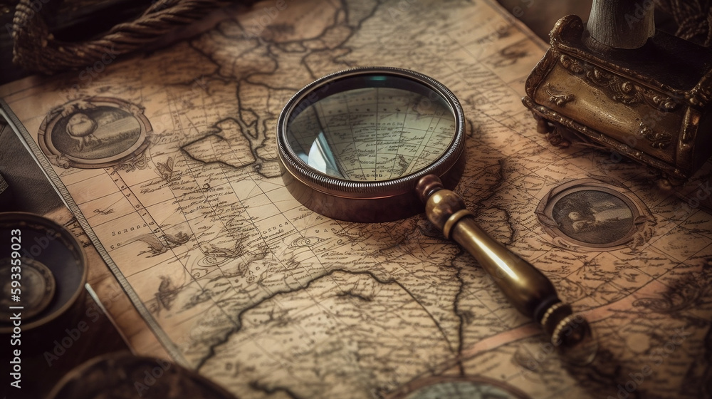 Antique Magnifying Glass Illustration