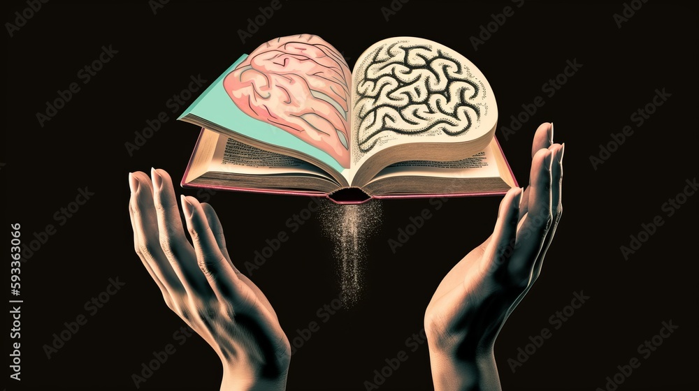 Hand grabbing a human brain, brain full of ideas. Generative AI Stock ...