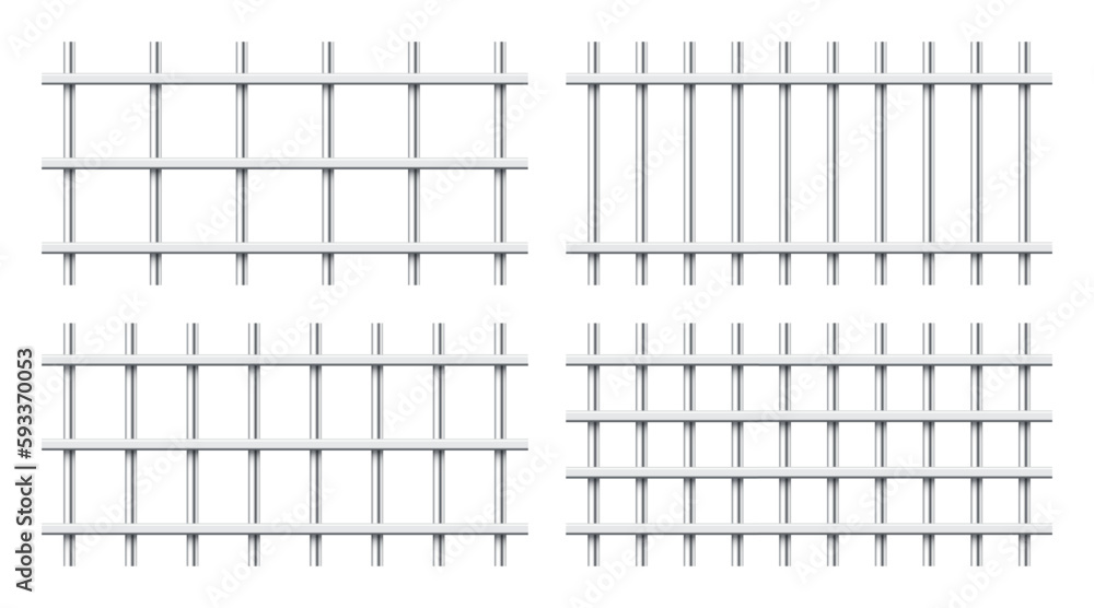 Realistic shiny metal prison bars isolated on white background ...