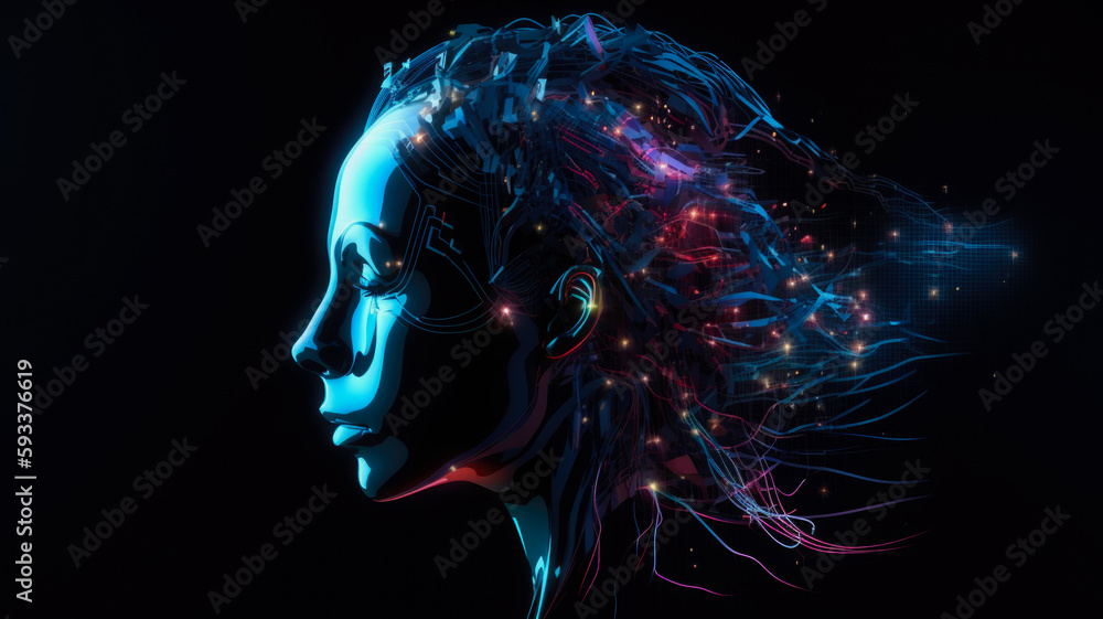 Technology background Data flow concept. Big data technology and data ...