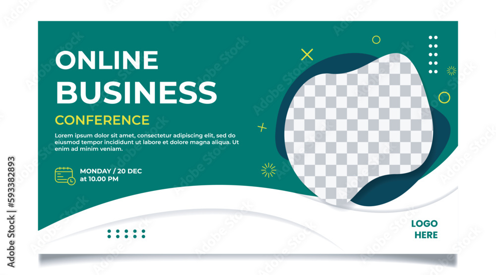 Business webinar horizontal banner template design. Modern banner ...