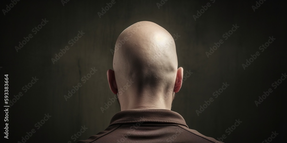 Rear view of a man with a bald head, concept of Baldness perception ...
