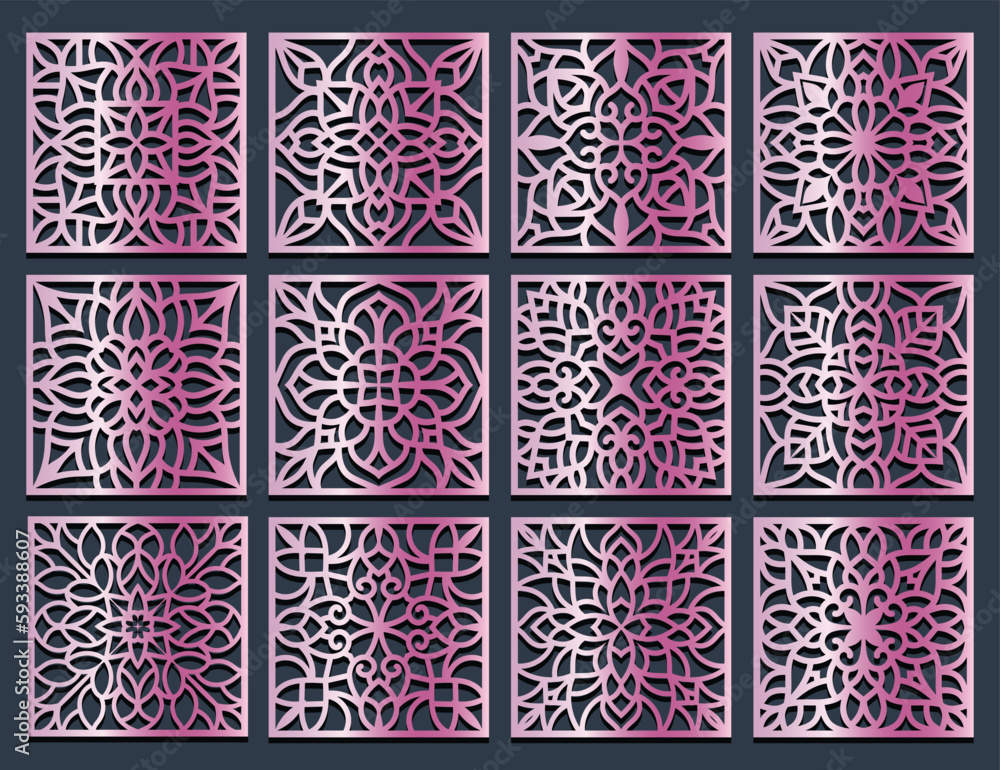 Laser cut pamels template, abstract geometric pattern. Metal decorative ...