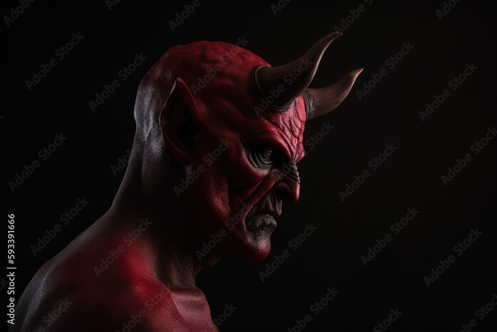 Satan, the devil portrait. Devil halloween costume. Stock Illustration ...