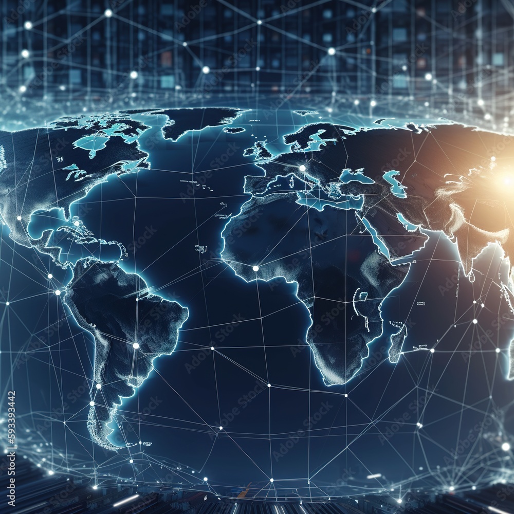 world map with a logistic network distribution and a Logistics ...