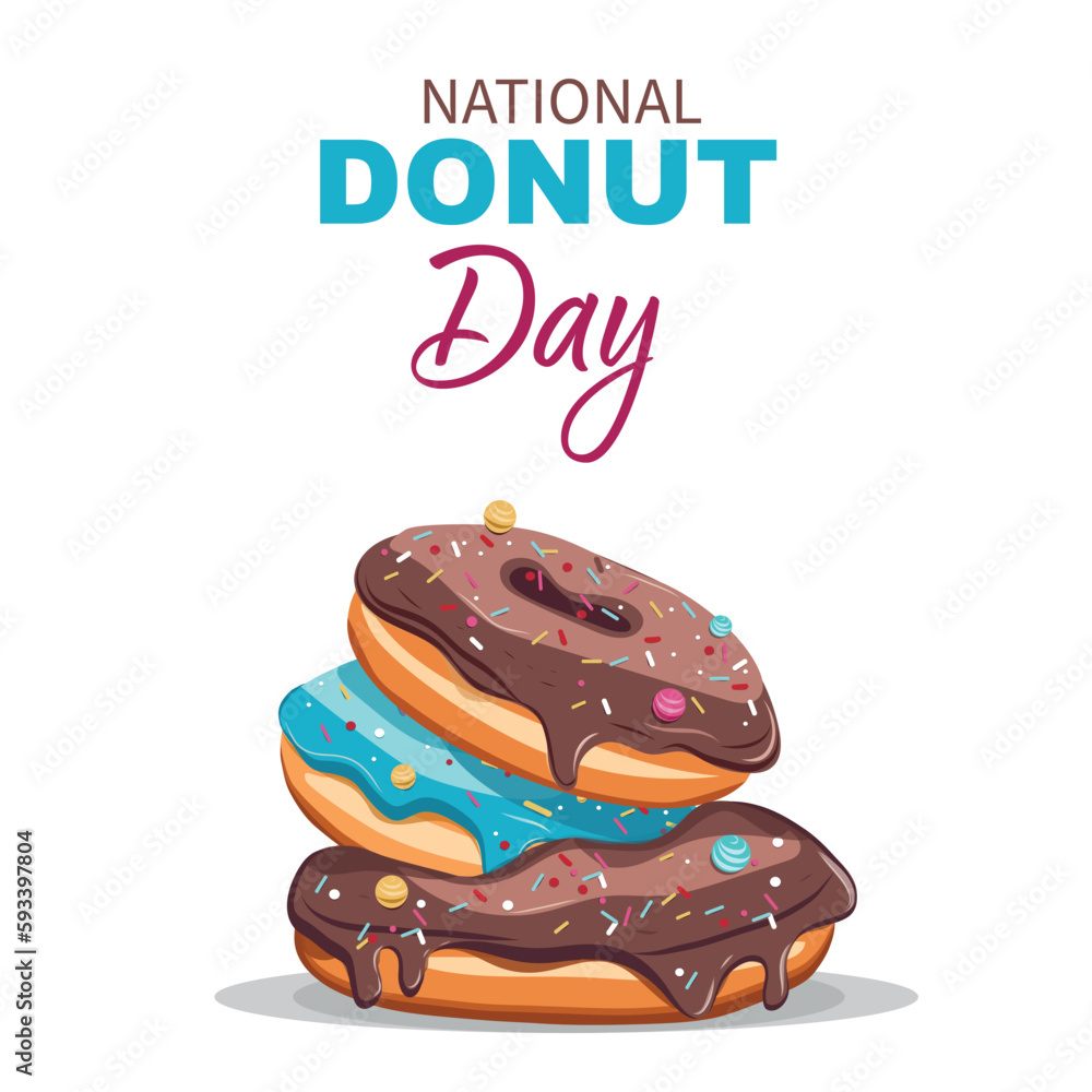 National donut day social media post and advertisement card with ...