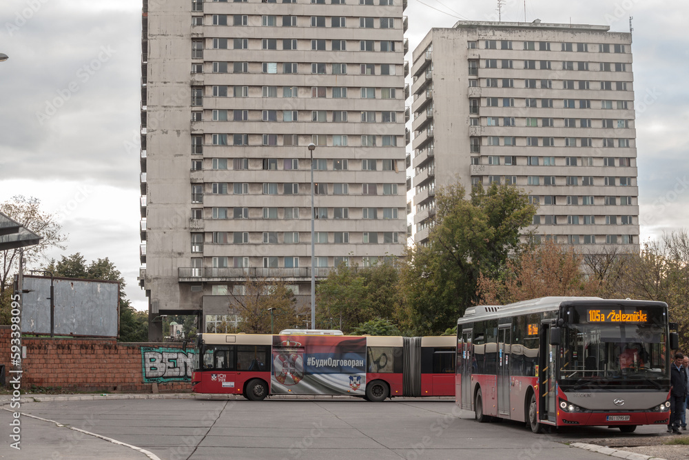 BELGRADE, SERBIA - SEPTEMBER 27, 2020: Bus from Public transportation ...