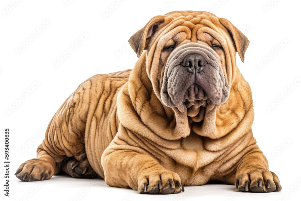 Wrinkly Charm. Full body portrait of Shar Pei dog with wrinkles ...