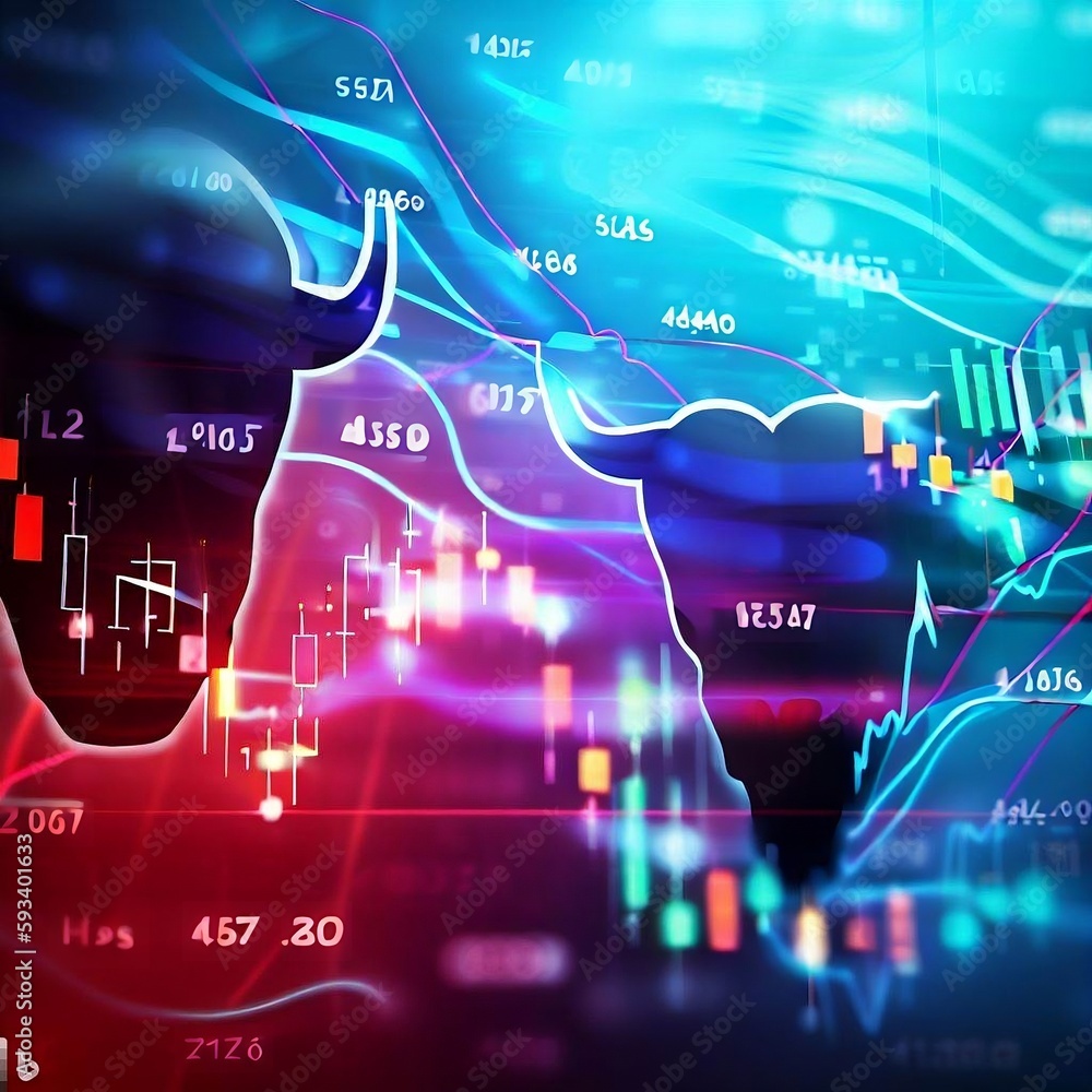 Stock Market Trading Graph with Bull and Bear Symbols Stock ...