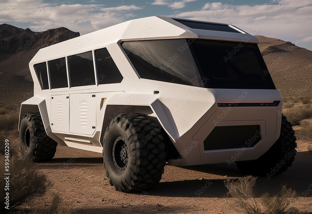 Large autonomous vehicle from the future, electric vehicle SUV EV ...