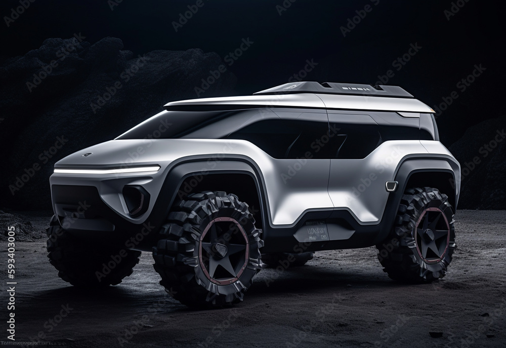 Large autonomous vehicle from the future, electric vehicle SUV EV ...