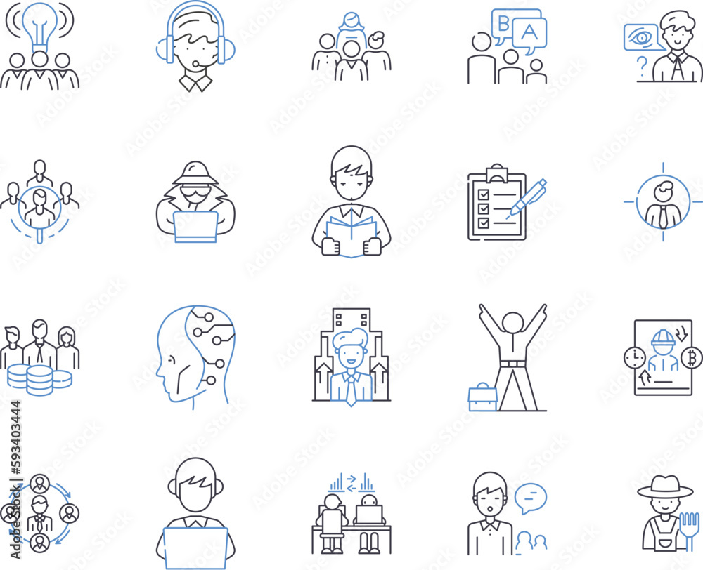 Work space outline icons collection. Office, Area, Desk, Environment ...