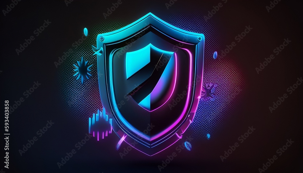 Cybersecurity Icon using shield. 3D, 8K, High Quality Resolution ...