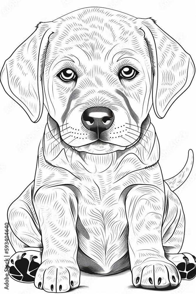 cute labrador puppy coloring pages, a printable drawing, in the style ...
