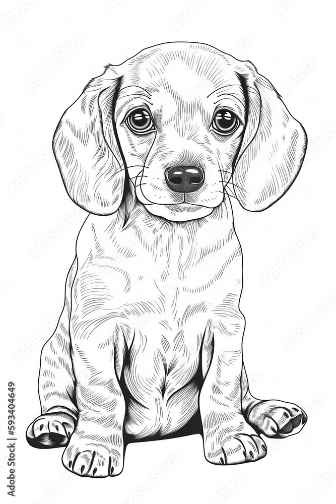 cute dachshund puppy coloring pages, a printable drawing, in the style ...