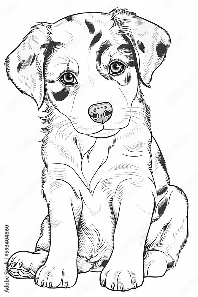 cute australian shepherd puppy coloring pages, a printable drawing, in ...