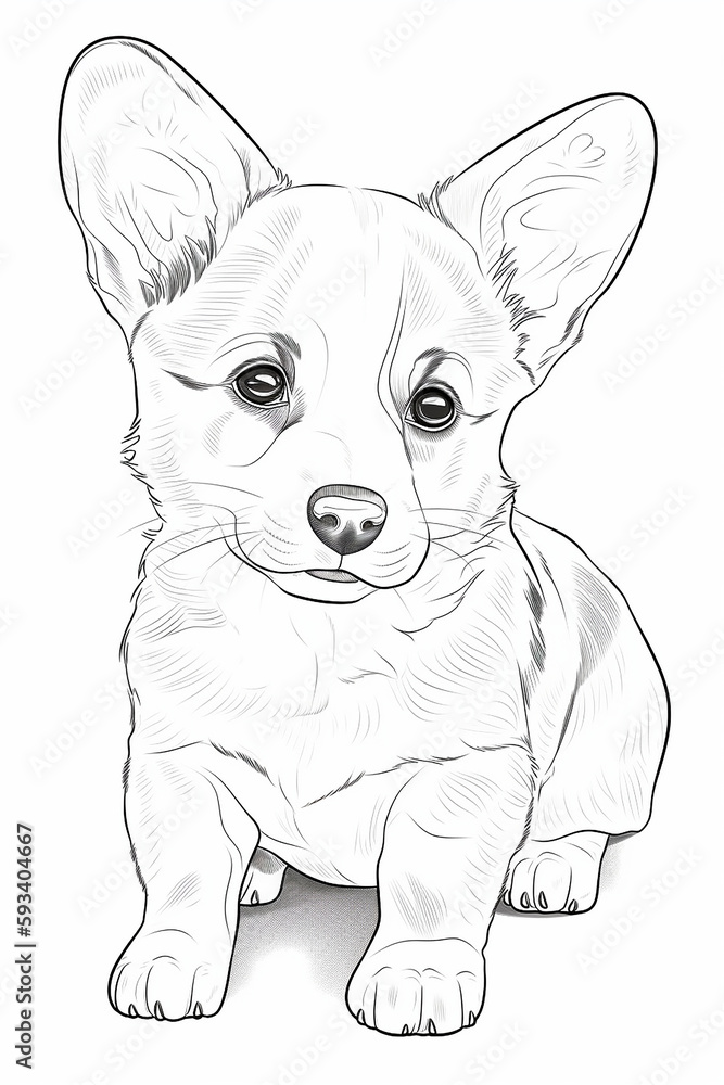cute welsh corgi puppy coloring pages, a printable drawing, in the ...