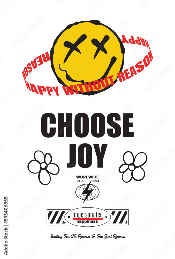 distorted happy face illustration with a slogan and wordings Stock ...