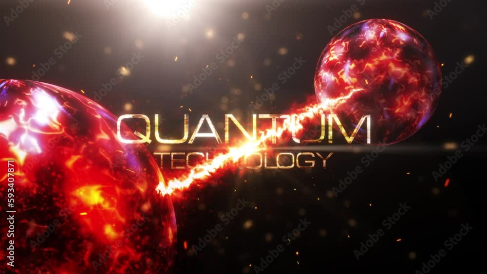 Quantum Technology golden text cinematic title abstract digital Sci-Fi ...