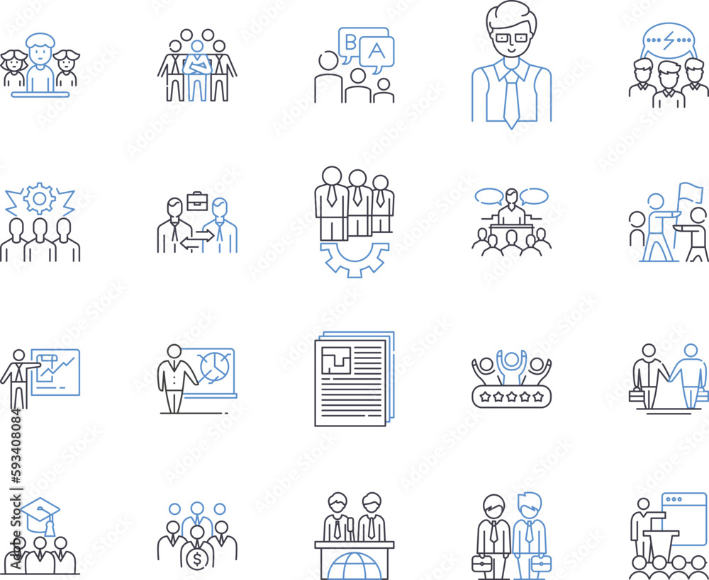 Management meeting outline icons collection. Management, Meeting ...