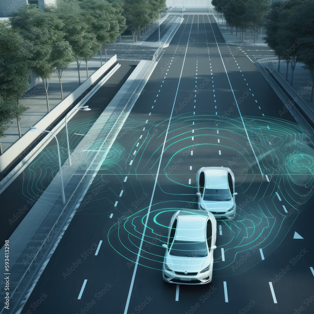Autonomous car, data showing detection Stock Illustration | Adobe Stock