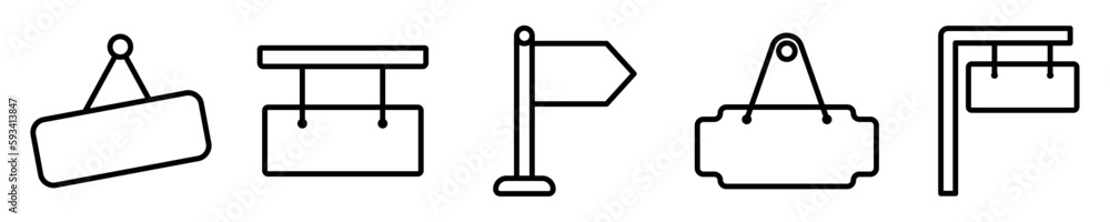 Conjunto de iconos de letrero. Concepto de señalización. Cartel ...