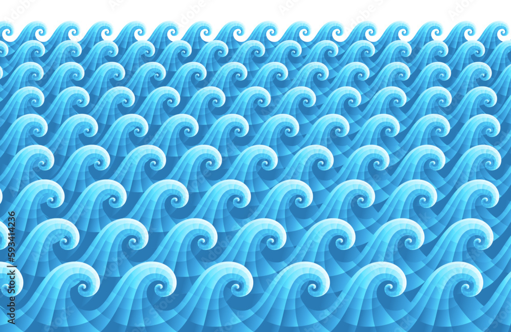 Blue curly waves in perspective view vector illustration Stock Vector ...