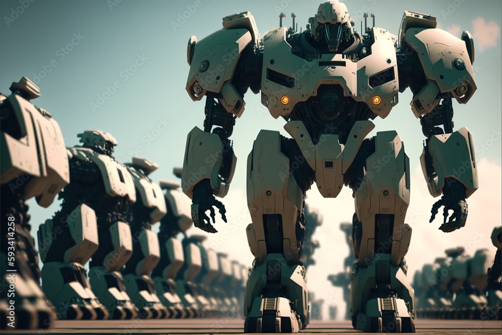 Scifi military robot or battlemech of futuristic army with robot ...