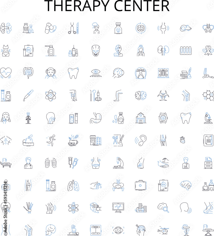 Therapy center outline icons collection. Therapy, Center, Mental ...