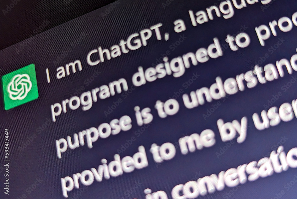 OpenAI ChatGPT artificial intelligence app renders a text prompt that ...