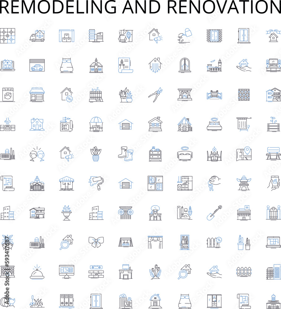 Remodeling and renovation outline icons collection. Remodelling ...