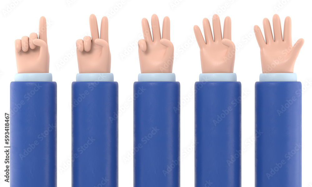 Transparent Backgrounds Mock-up.Five fingers counting icon.3d hand ...