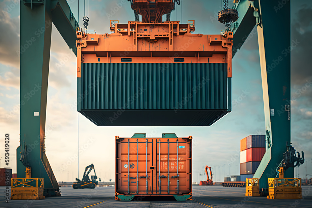 Ilustrace „The container vessel during loading at an industrial port by ...