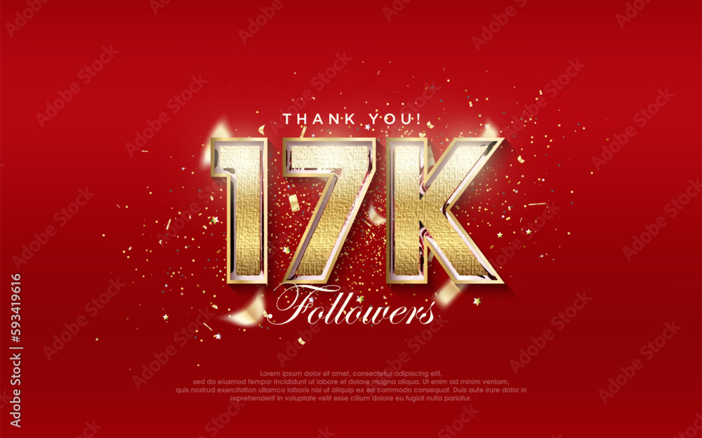 17k Followers Celebration. Number with shiny luxury gold color. Stock ...