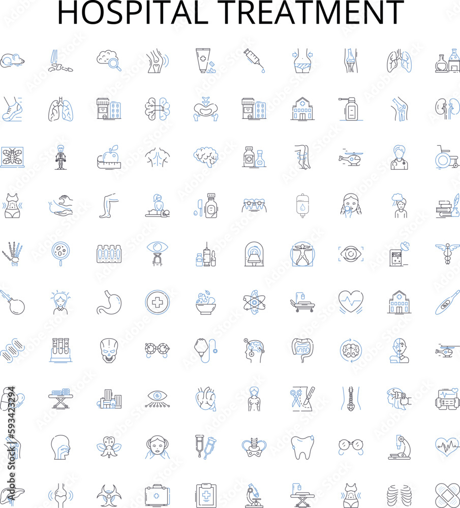 Hospital treatment outline icons collection. Medical, Care, Treatment ...