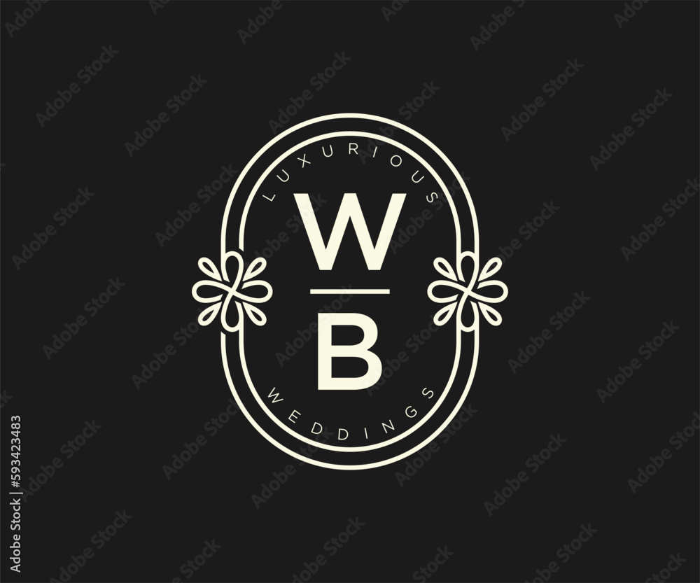 WB Initials letter Wedding monogram logos template, hand drawn modern ...