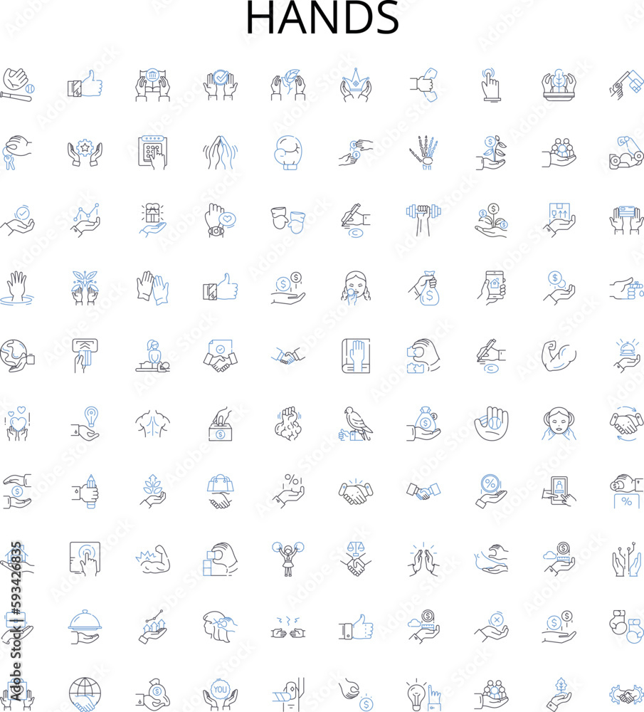 Hands outline icons collection. Grip, Grasp, Clench, Wring, Fist, Hold ...