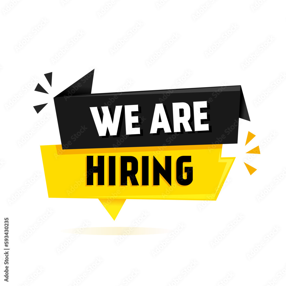 We are hiring label sign. Hiring recruitment open vacancy. Vector ...